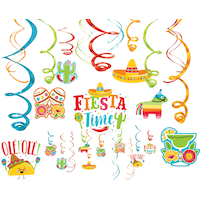 Fiesta "Fiesta Time" Swirl Hanging Decorations, Orange/Blue, 12.5-in ...