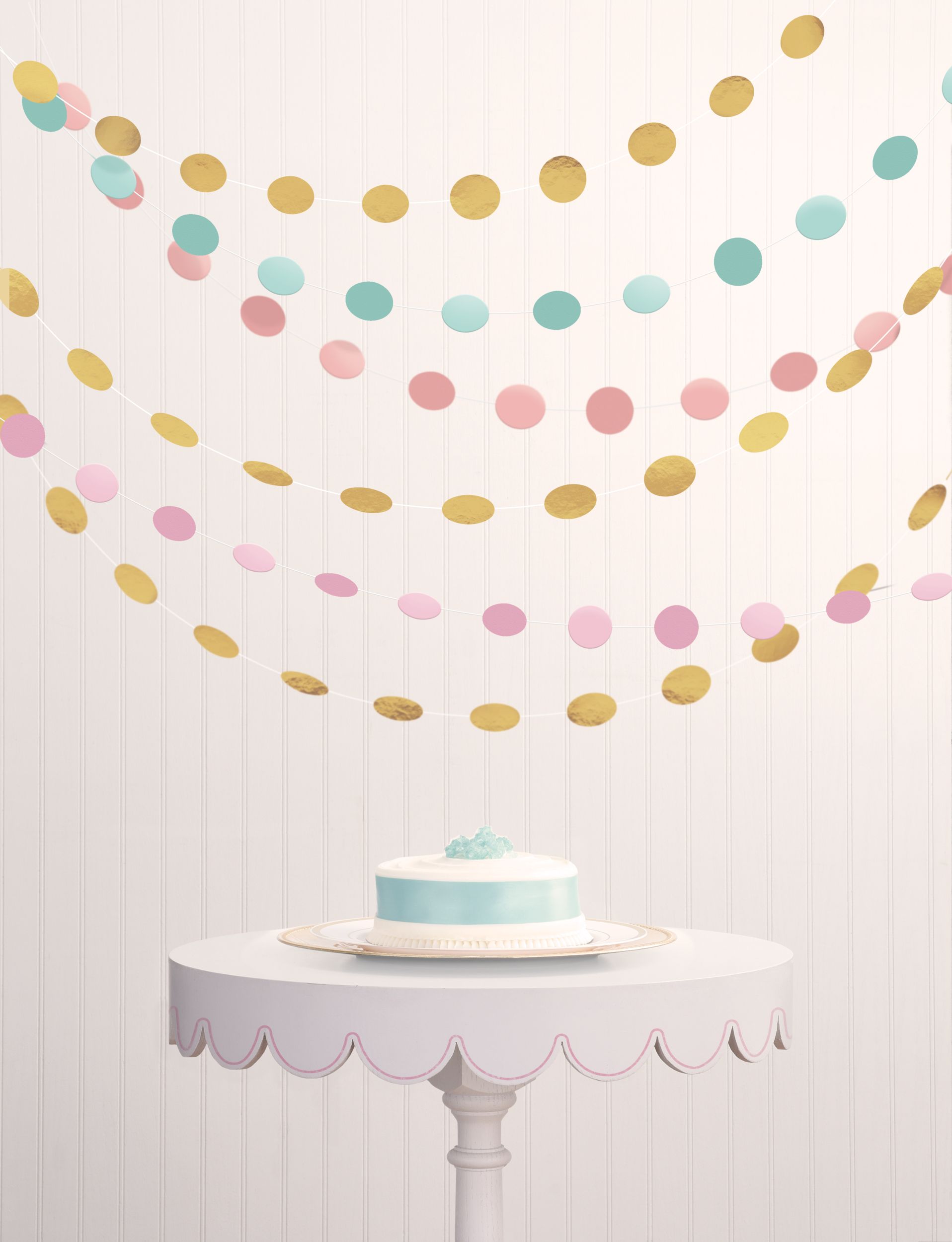 String Hanging Decorations, Gold/Pink/Blue, Polka Dot, 7-ft, 6-pk, for ...