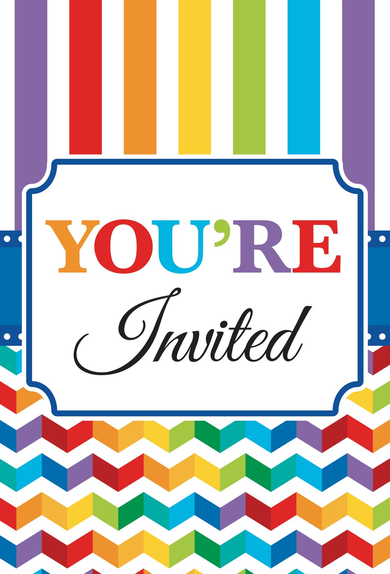 Bright Rainbow Chevron Birthday Invitations, 20-pk | Party City