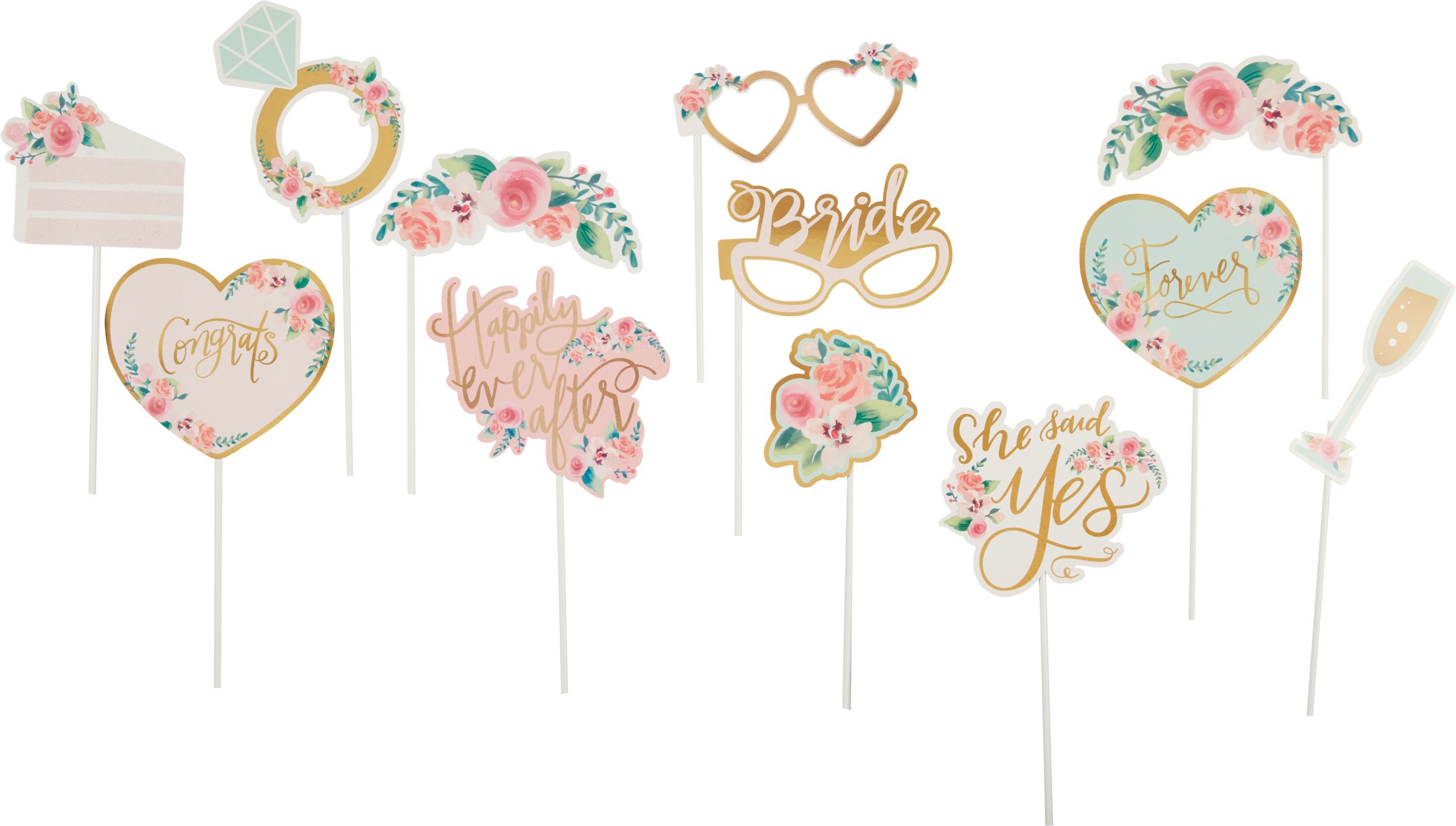 Mint to Be "She Said Yes" Photo Booth Sign Props, Gold/Mint, Floral, 6. ...