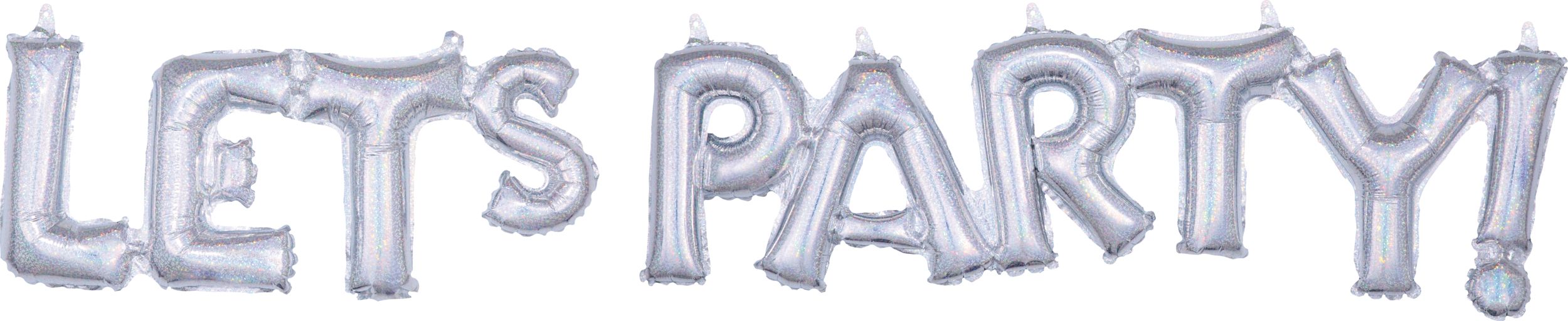 "Let's Party" Letters Satin Foil Balloon, Prismatic Silver, 54x9-in ...