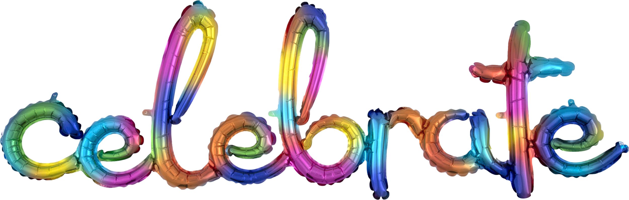 "Celebrate" Cursive Letters Satin Foil Balloon, Rainbow, 59x20-in, Air ...