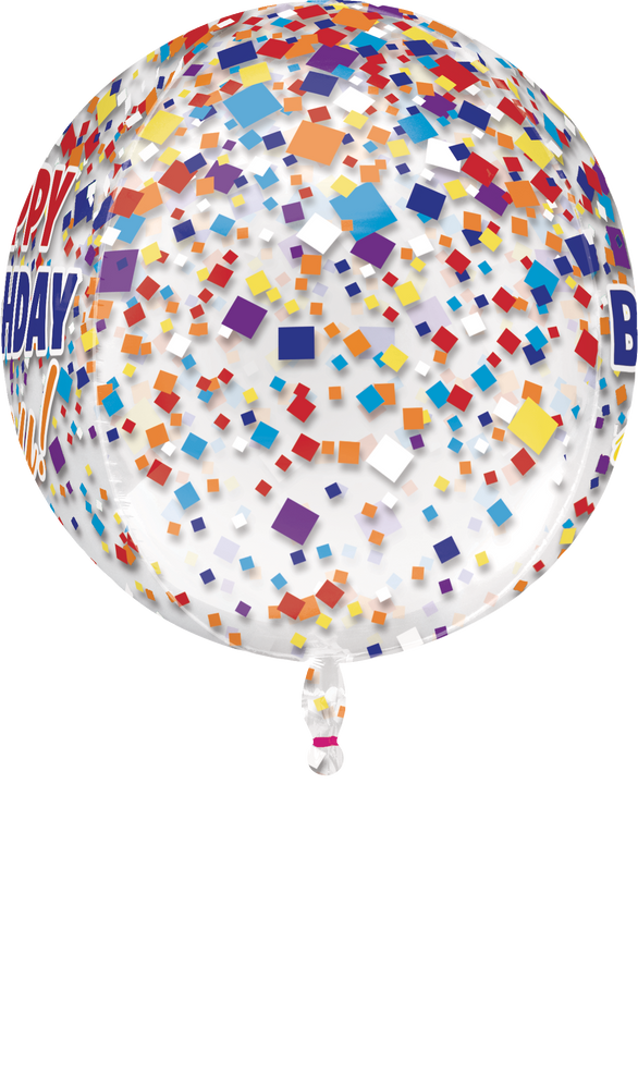Ballon en aluminium Rainbow-fetti Happy Birthday See Thru Orbz ...