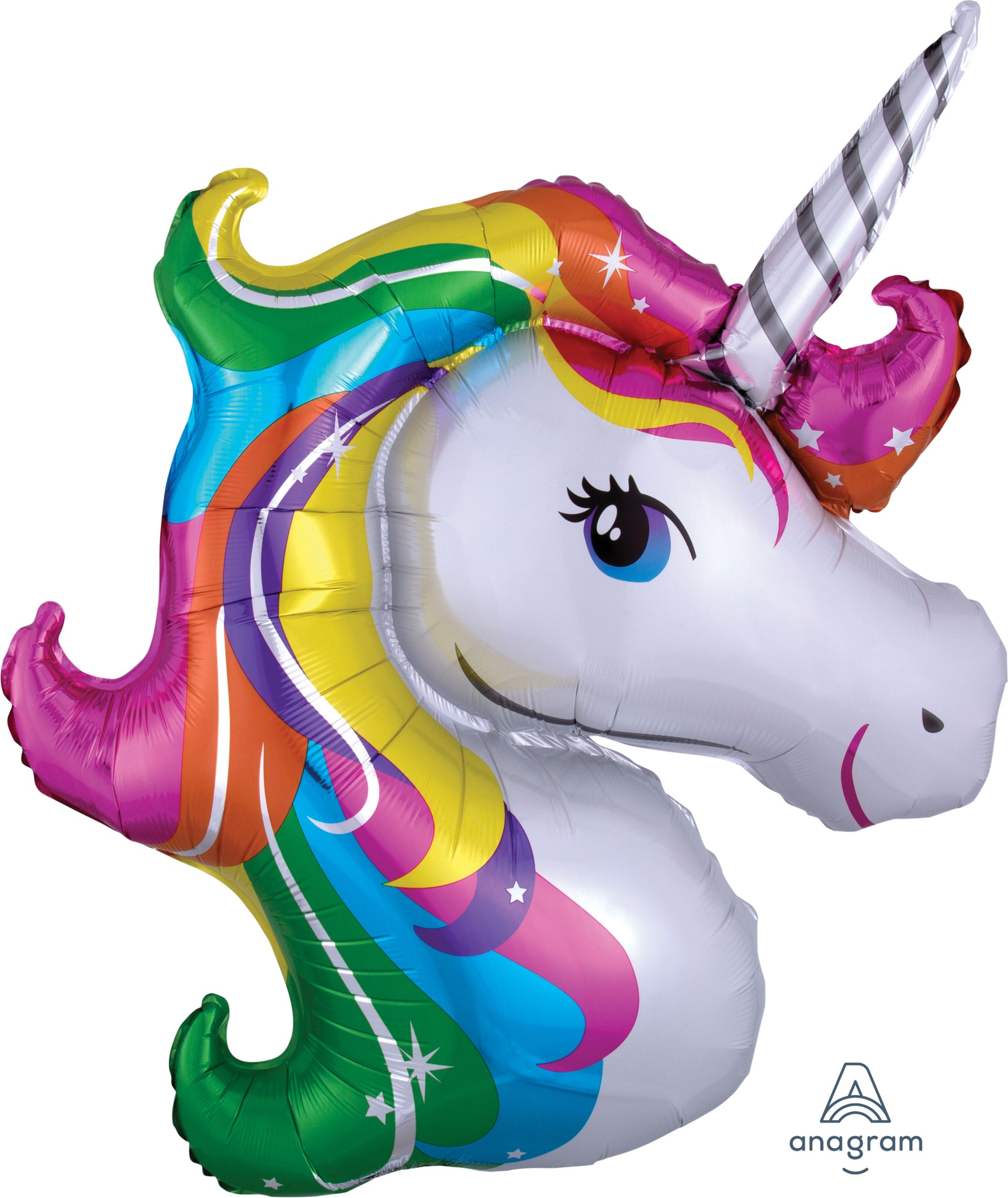 Unicorn Satin Foil Balloon, White/Rainbow, 33-in, Helium Inflation ...