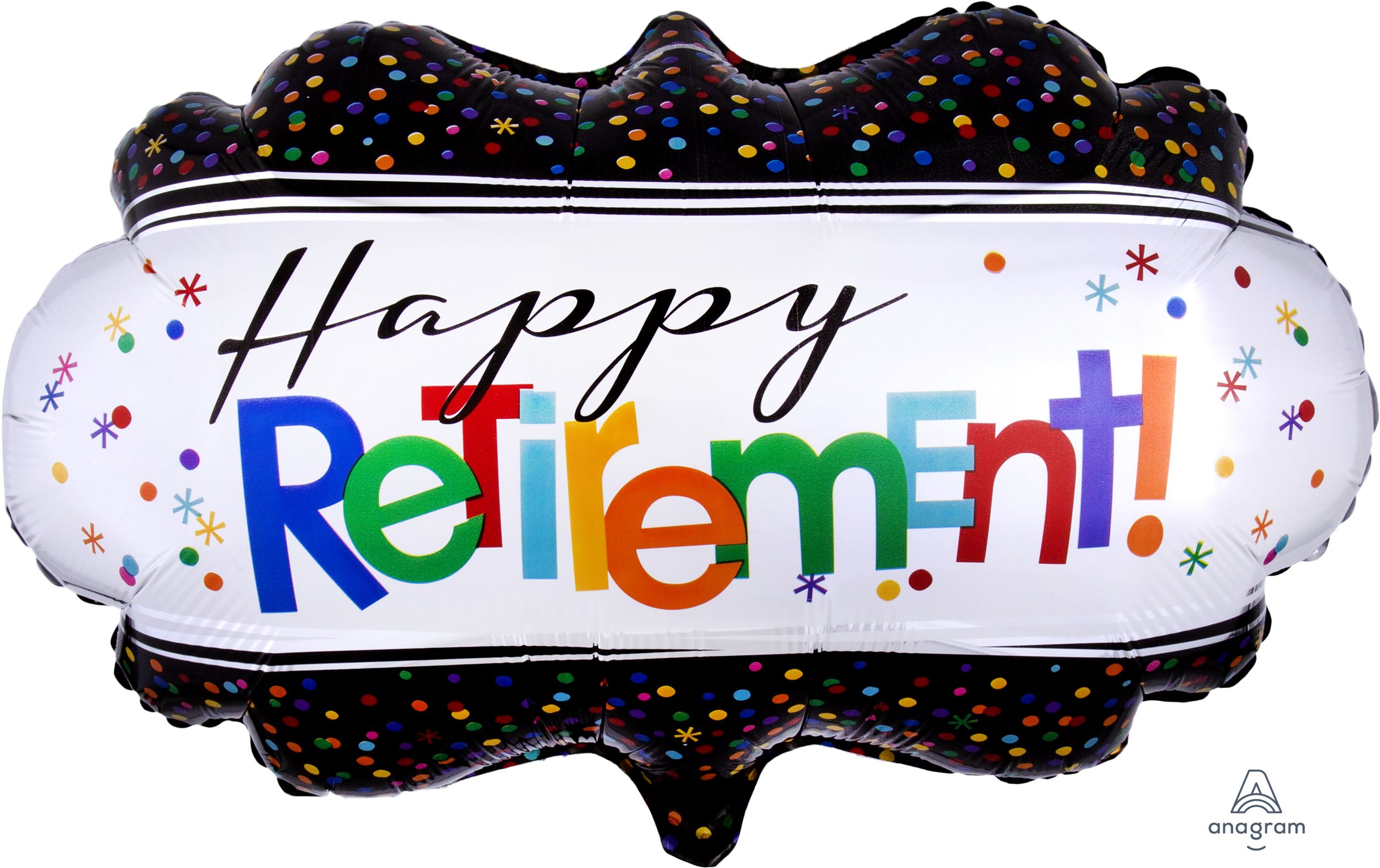 "Happy Retirement" Round Satin Foil Balloon, Multi-Coloured, Polka Dot ...