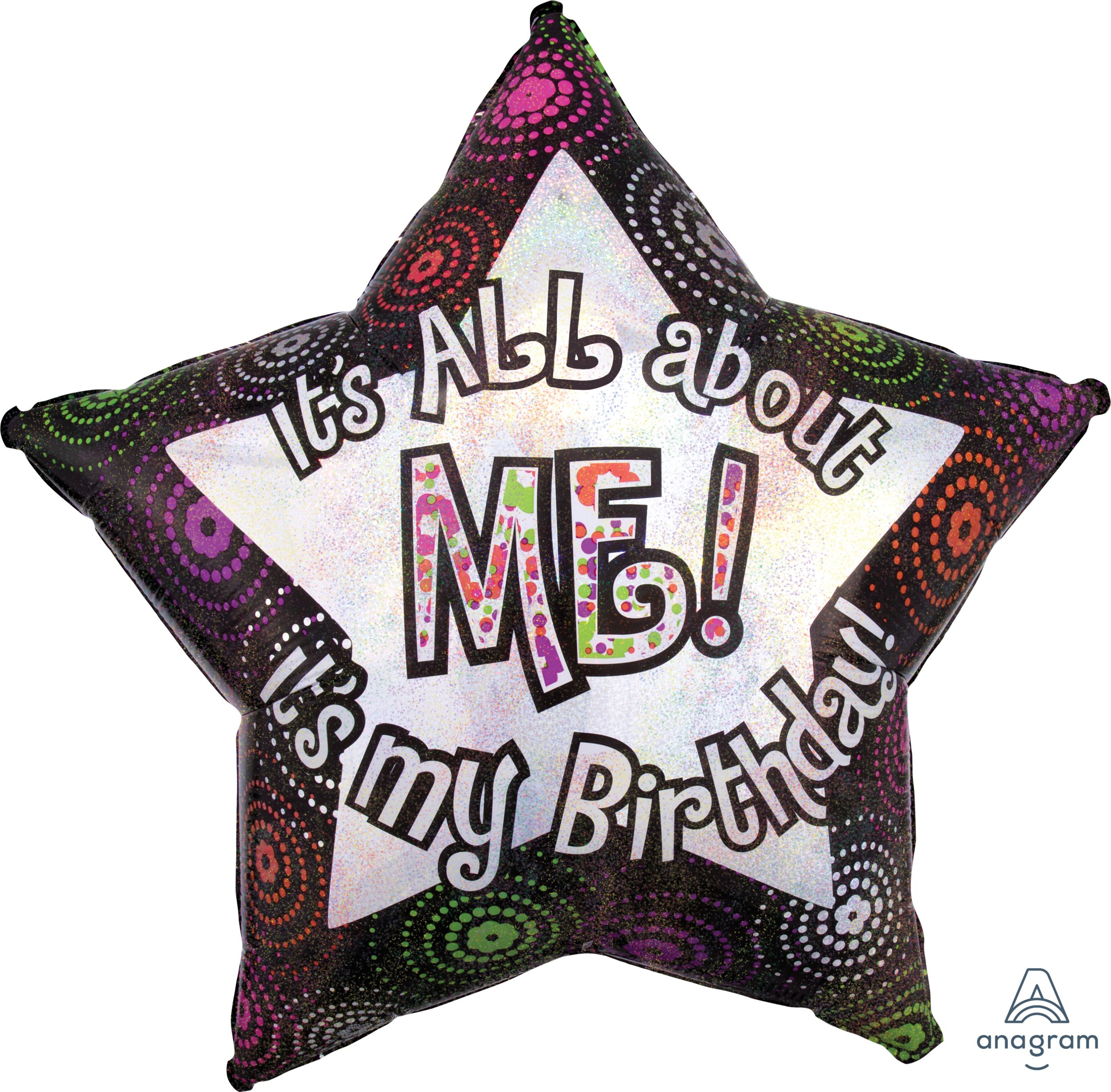"It's All About Me! It's My Birthday" Star Satin Foil Balloon, Multi ...