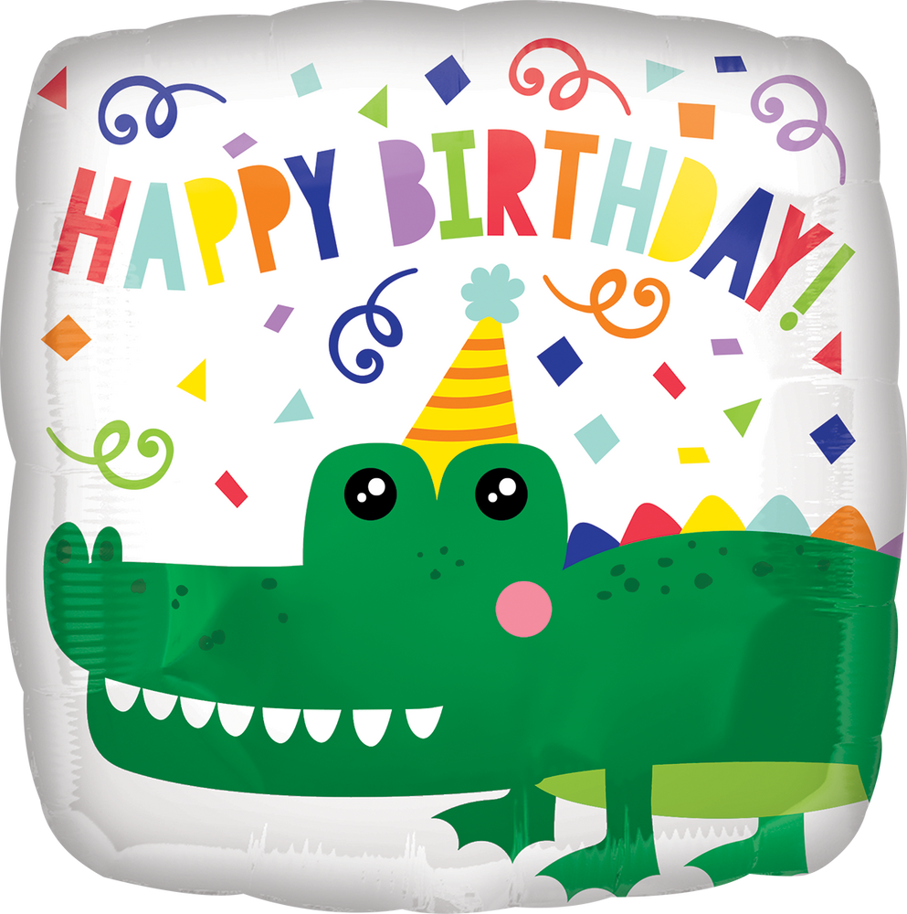 Alligator Happy Birthday Foil Balloon, Helium Inflation Included, 18-in ...