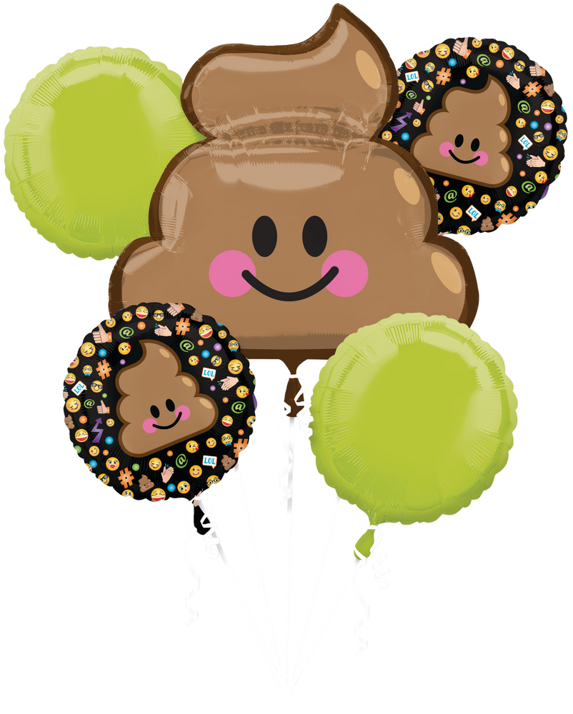 Poop Icon Foil Balloon Bouquet for Birthday Party, Helium Inflation ...