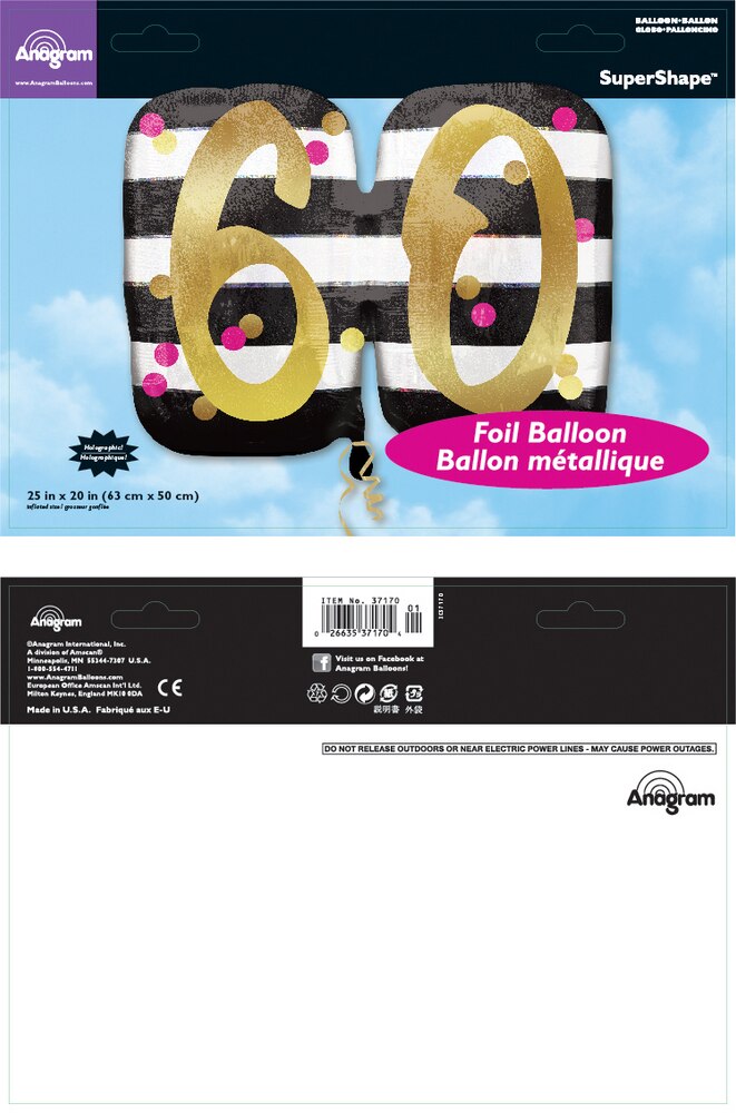 Ballon 60e Anniversaire Rose Et Doré Prismatique 25 Po Canadian Tire