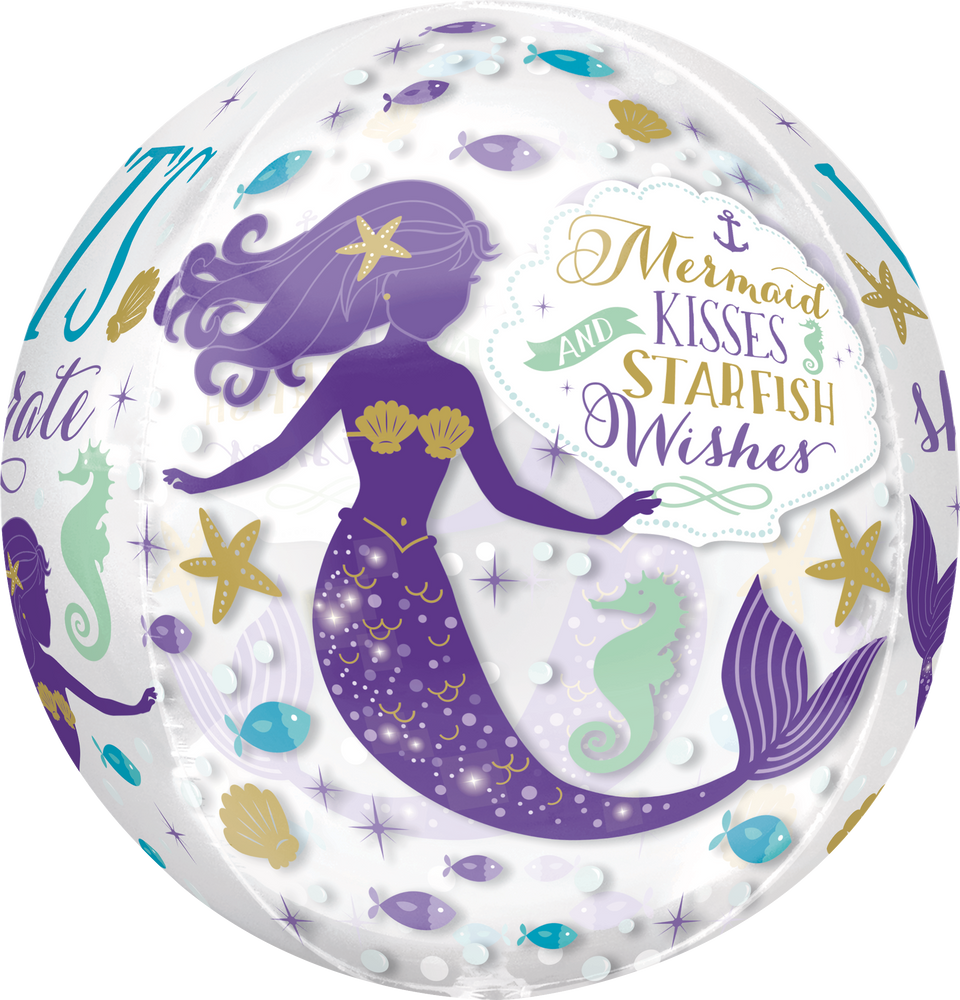 Wishful Mermaid See Thru Orbz Foil Balloon for Birthday Party, Helium ...