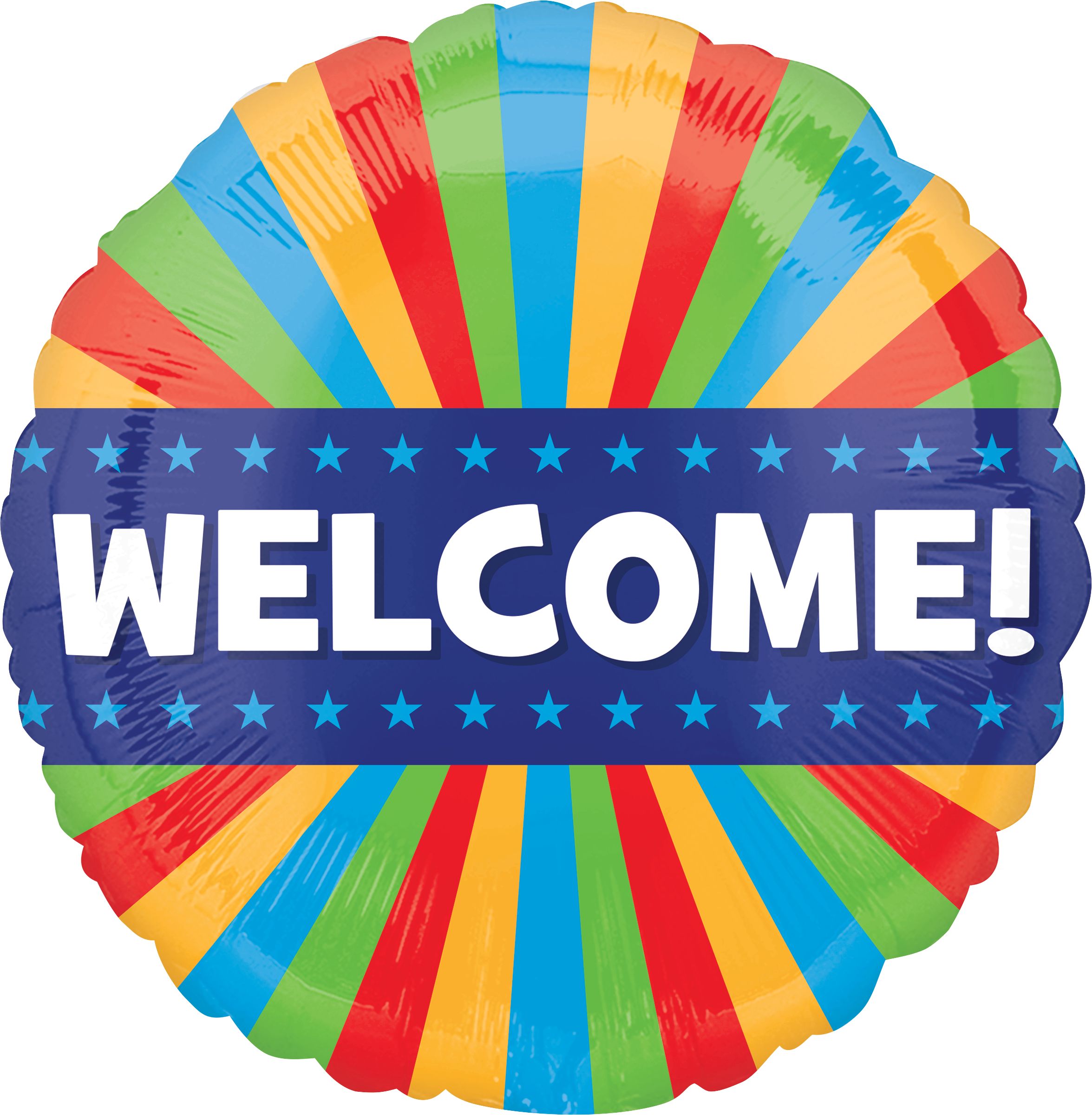 "Welcome" Round Satin Foil Balloon, Multi-Coloured, 17-in, Helium ...