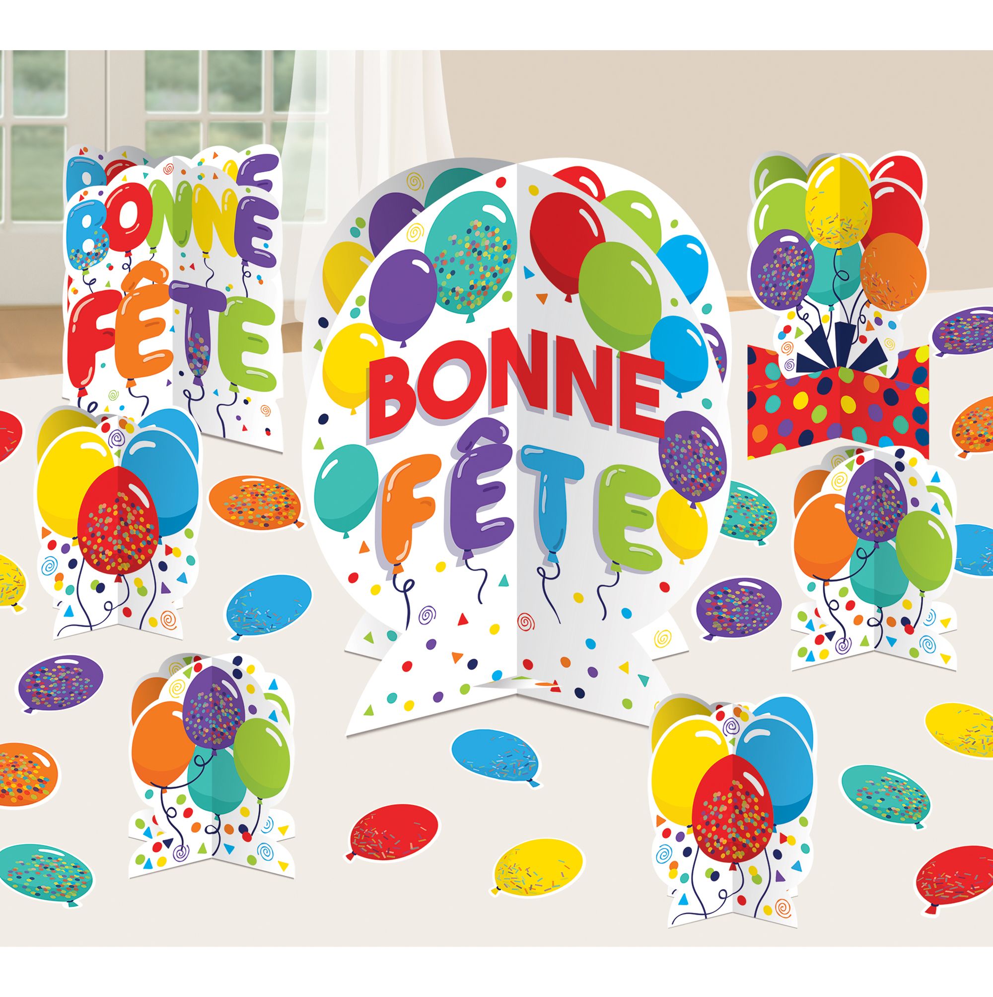 Birthday Balloon "Bonne Fête" French Table Decorating Kit Centerpieces ...