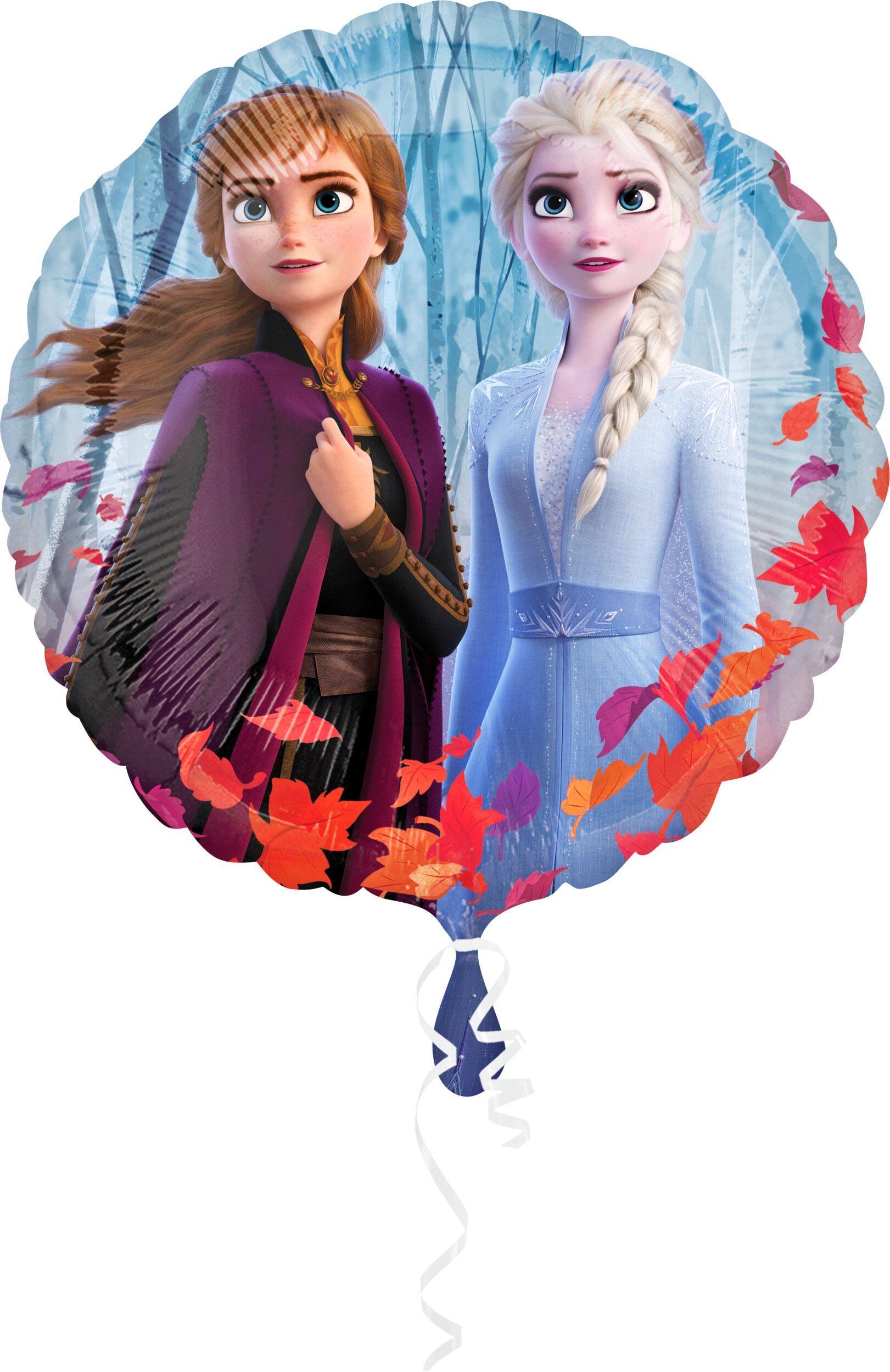 Disney Frozen Elsa & Anna Round Satin Foil Balloon, Purple/Blue, 18-in ...