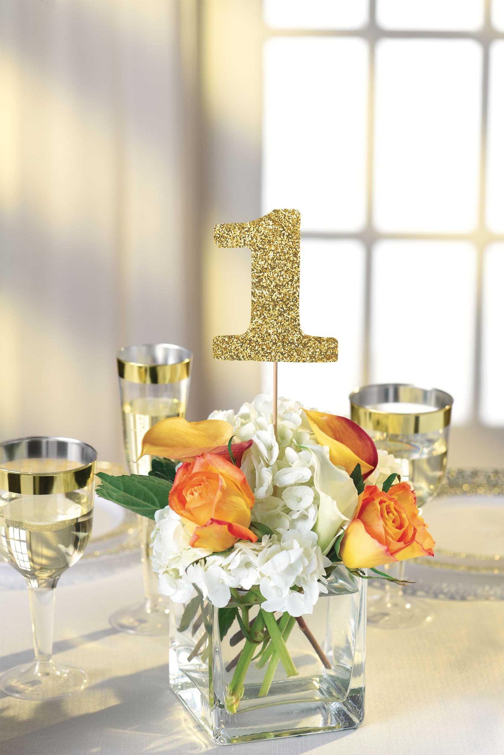 Gold Table Number Centerpiece Sticks, 1-12 | Party City