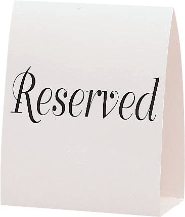 "Reserved" Table Cards, White, 15.5-in, 12-pk, for Birthday/Graduation ...