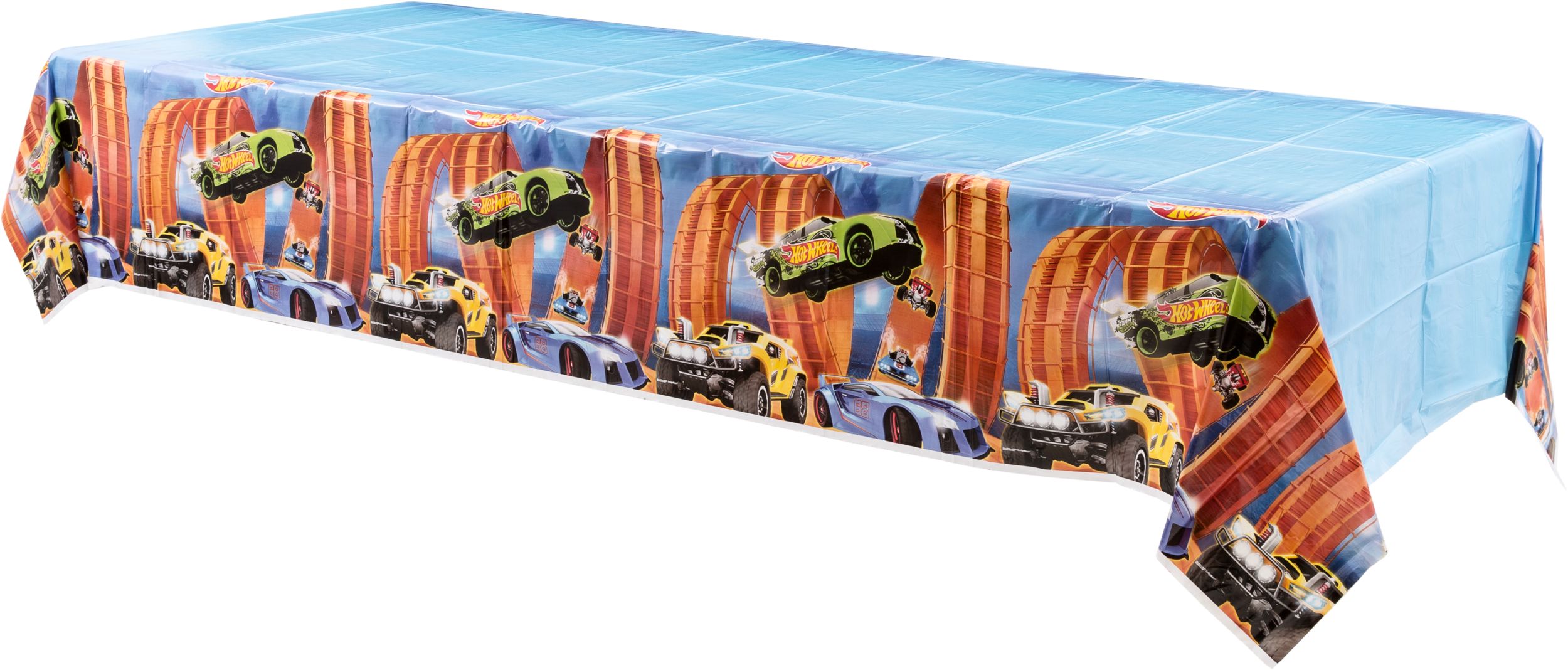 Hot Wheels Rectangle Plastic Reusable Table Cover, Blue/Orange, 54x96 ...