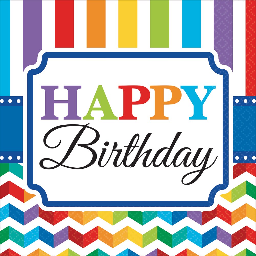 Rainbow Chevron Birthday Beverage Napkins, 16-pk | Party City