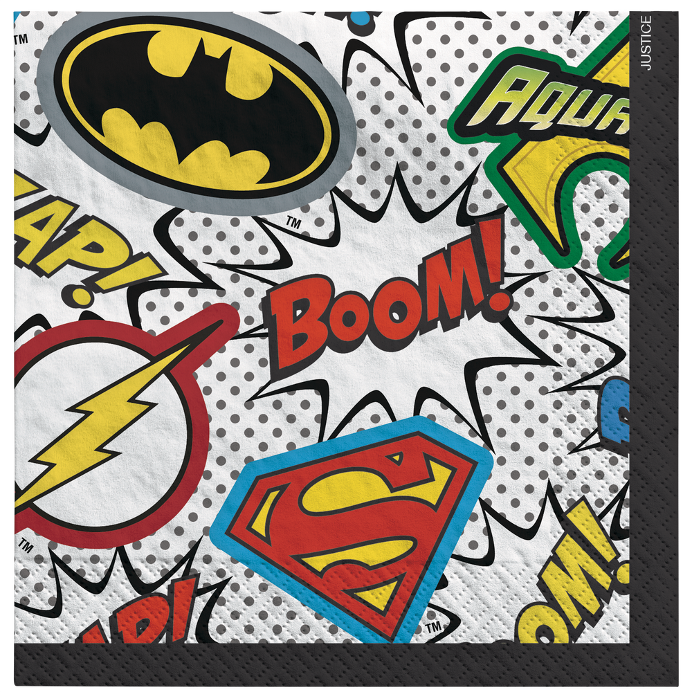 Justice League Heroes Unite Birthday Party Beverage Napkins 16 pk justice-league-heroes-unite-birthday-party-beverage-napkins-16-pk