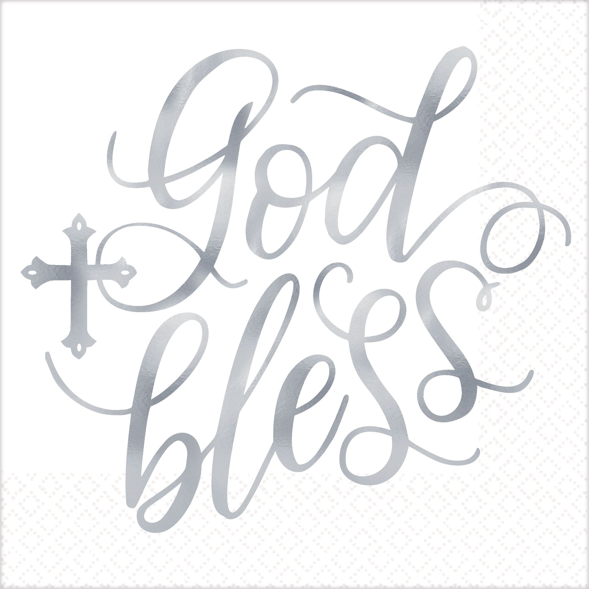 Holy Day "God Bless" Square Paper Disposable Lunch Napkins, Silver ...