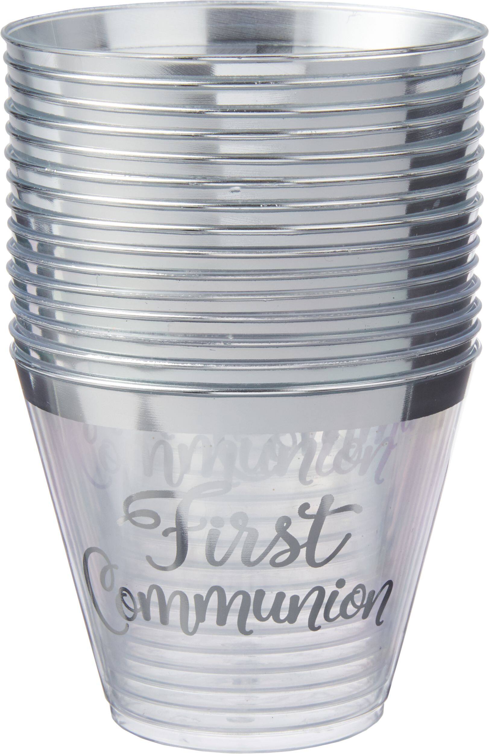 "First Communion" Bordered Trimmed Plastic Reusable Tumbler Cups, Clear ...