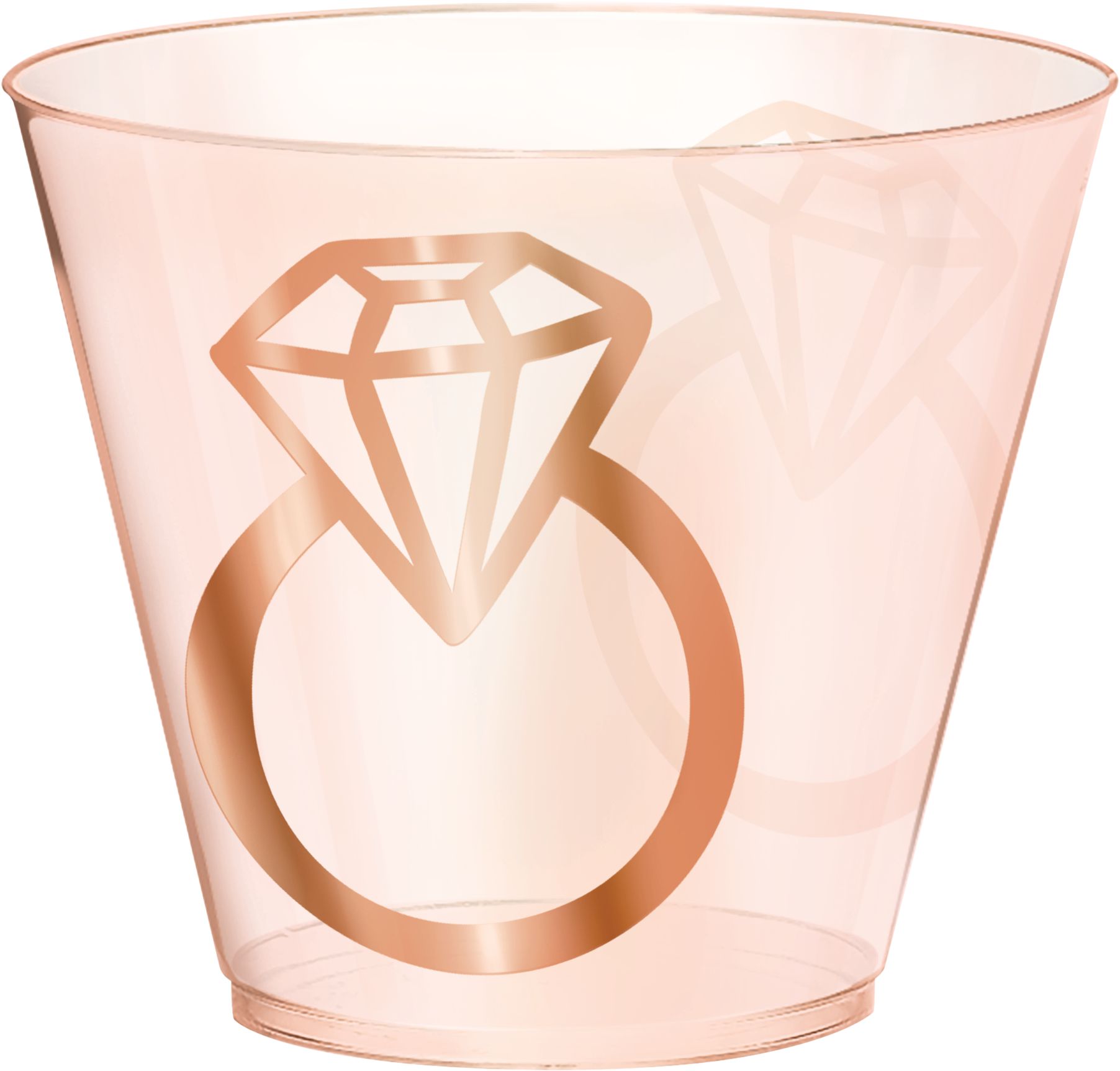 Plastic Reusable Tumbler Cups, Rose Gold, Diamond Ring, 9-oz, 30-pk ...
