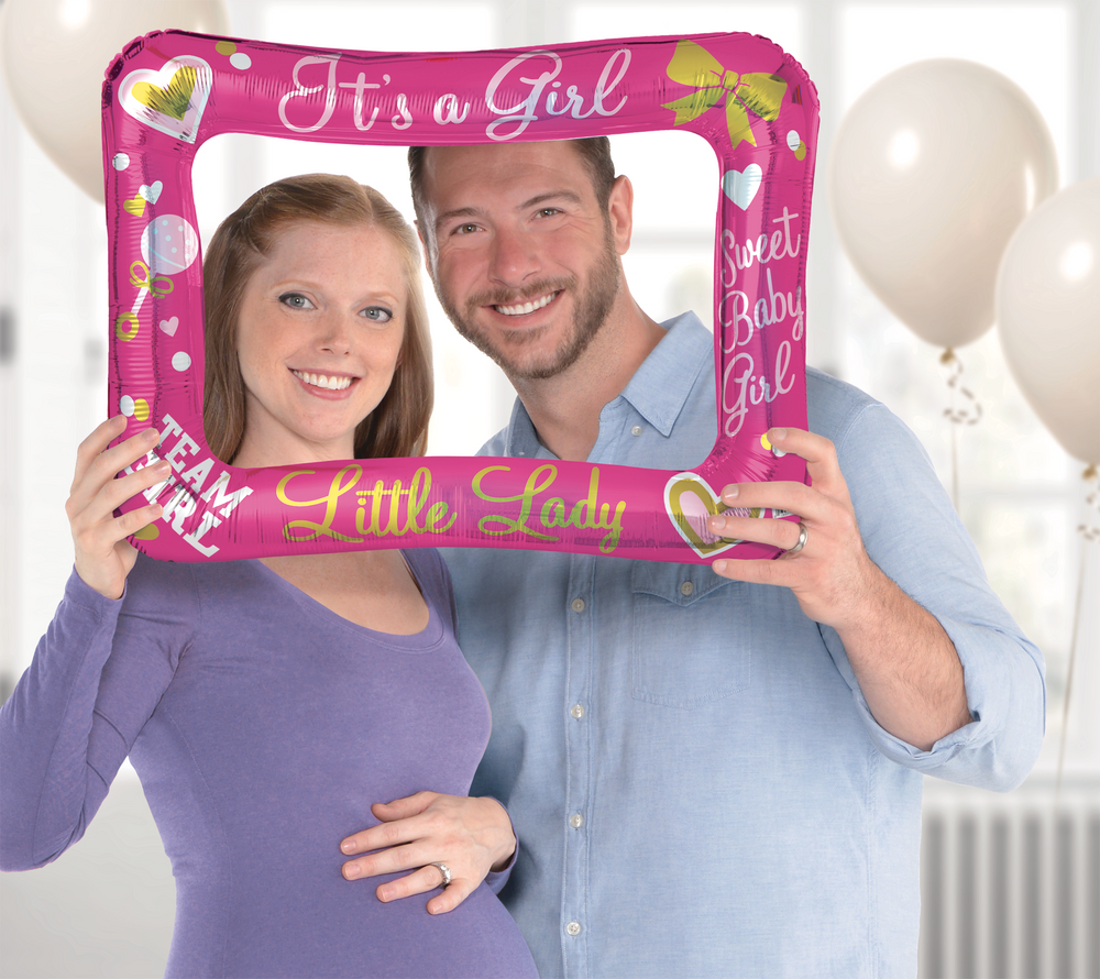 Inflatable Gender Reveal It's A Girl Photo Frame Balloon | Party City