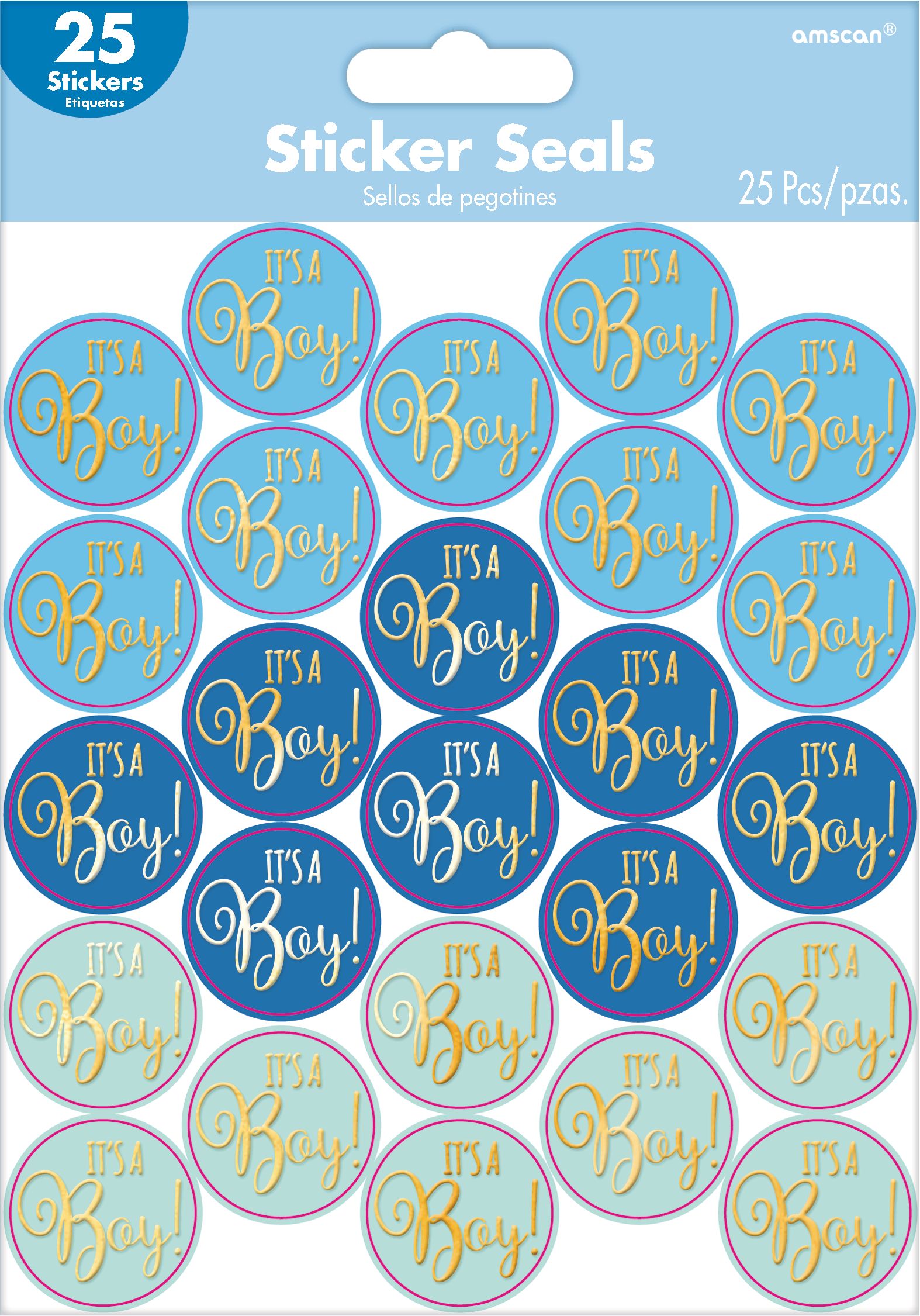 "It's a Boy" Sticker Seals, Blue, 1 Sheet, 25-pk, for Baby Shower ...