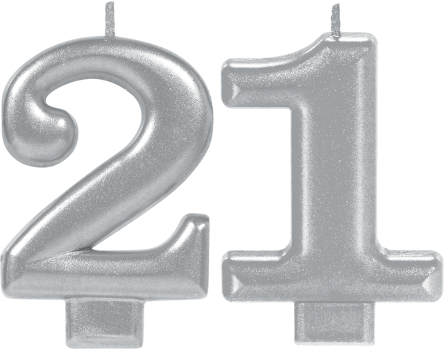 Silver 21 Birthday Candles, 2-pc | Party City