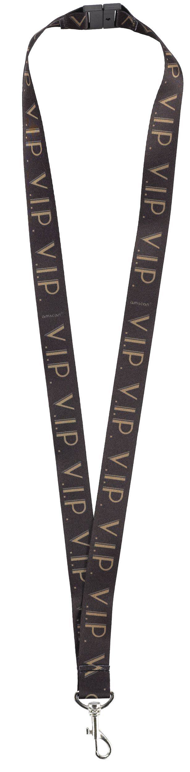 "VIP" Metallic Hollywood Lanyards, Black/Gold, One Size, 6-pk, Wearable ...
