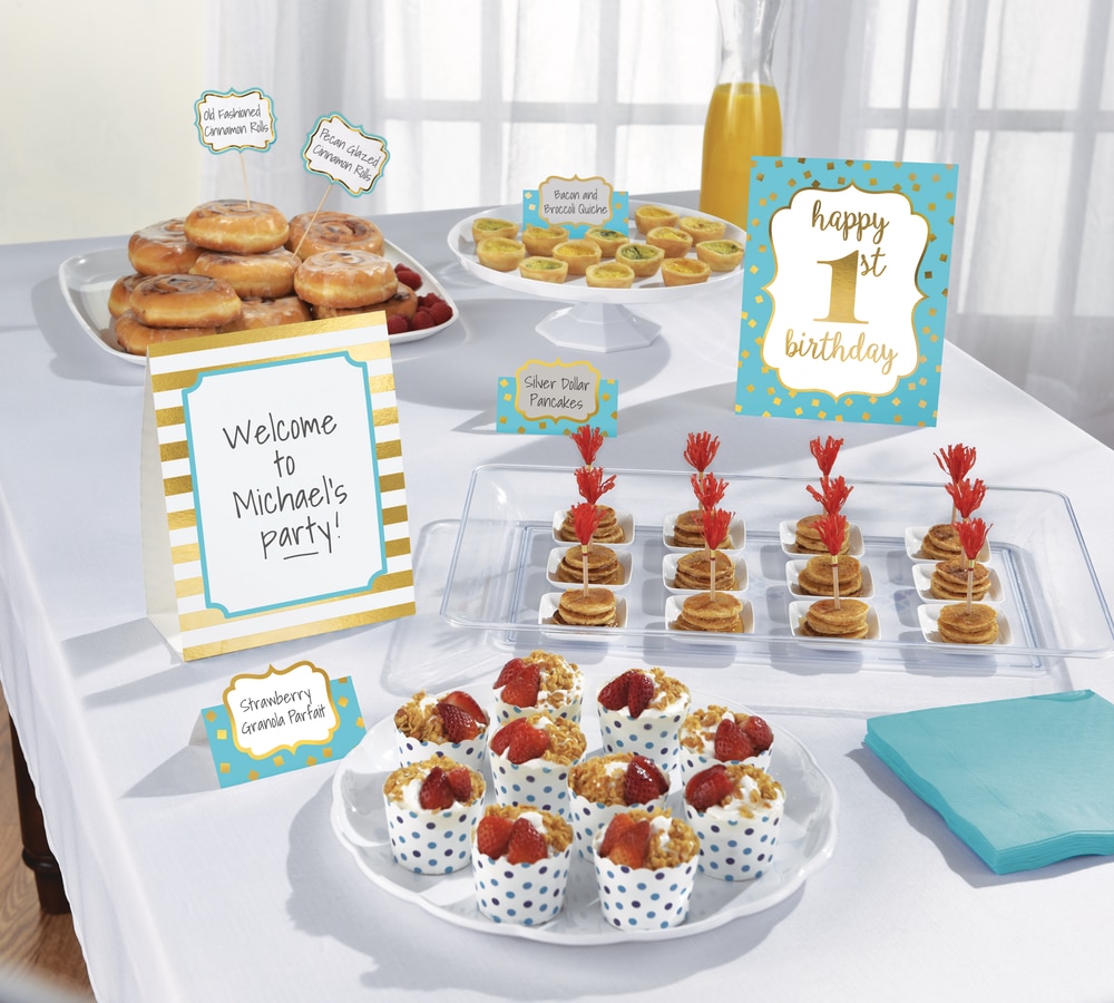 Metallic Blue Gold 1st Birthday Buffet Decorating Kit, 12-pc | Canadian ...