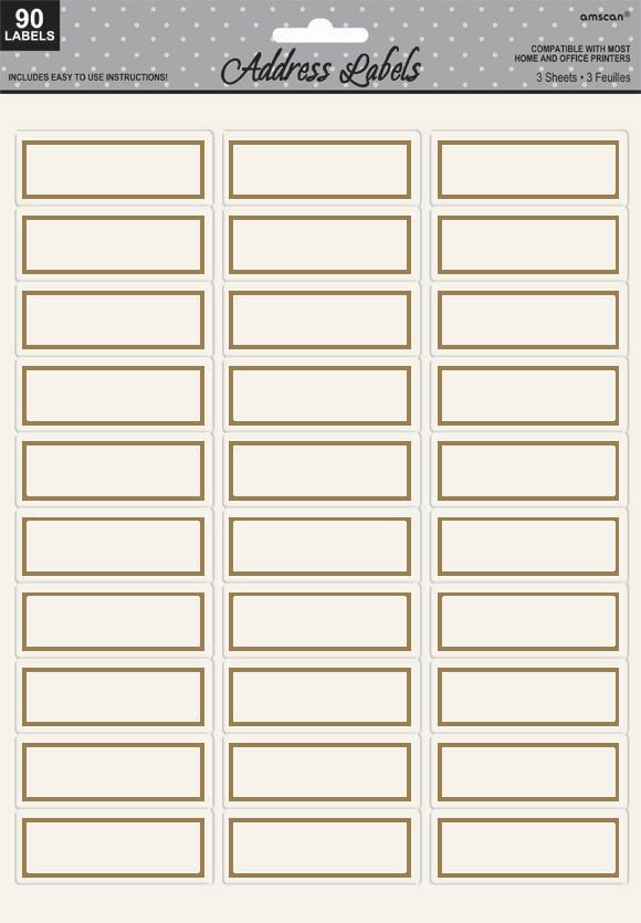 Gold Border Printable Address Labels, 90-pk | Party City