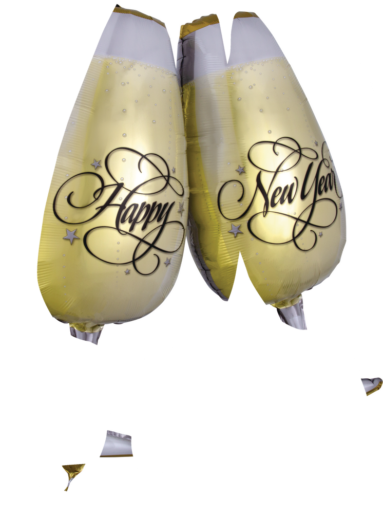 New Year's Toast Foil Balloon, Helium Inflation Included, 30-in ...