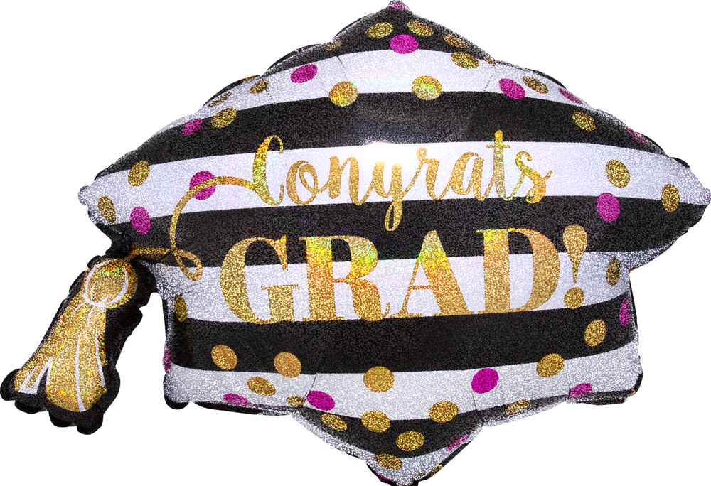 Giant Prismatic Confetti Grad Cap Graduation Balloon, 31-in | Party City