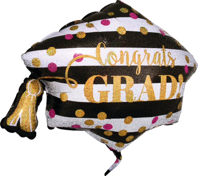 Giant Prismatic Confetti Grad Cap Graduation Balloon, 31-in | Party City