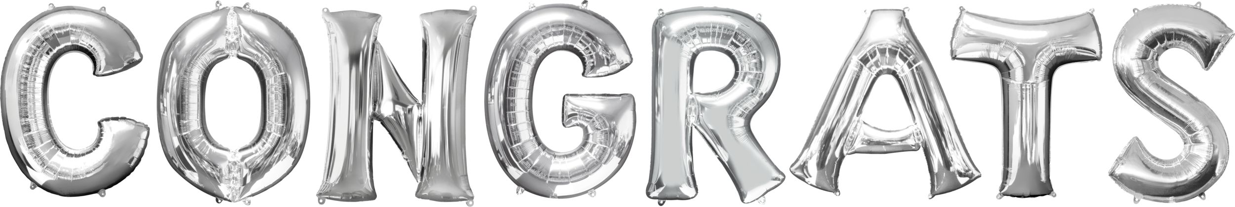 Air-Filled Congrats Letter Balloons, Silver, 8-pc | Party City