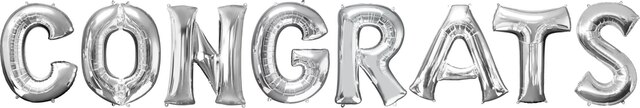 Air-Filled Congrats Letter Balloons, Silver, 8-pc | Party City
