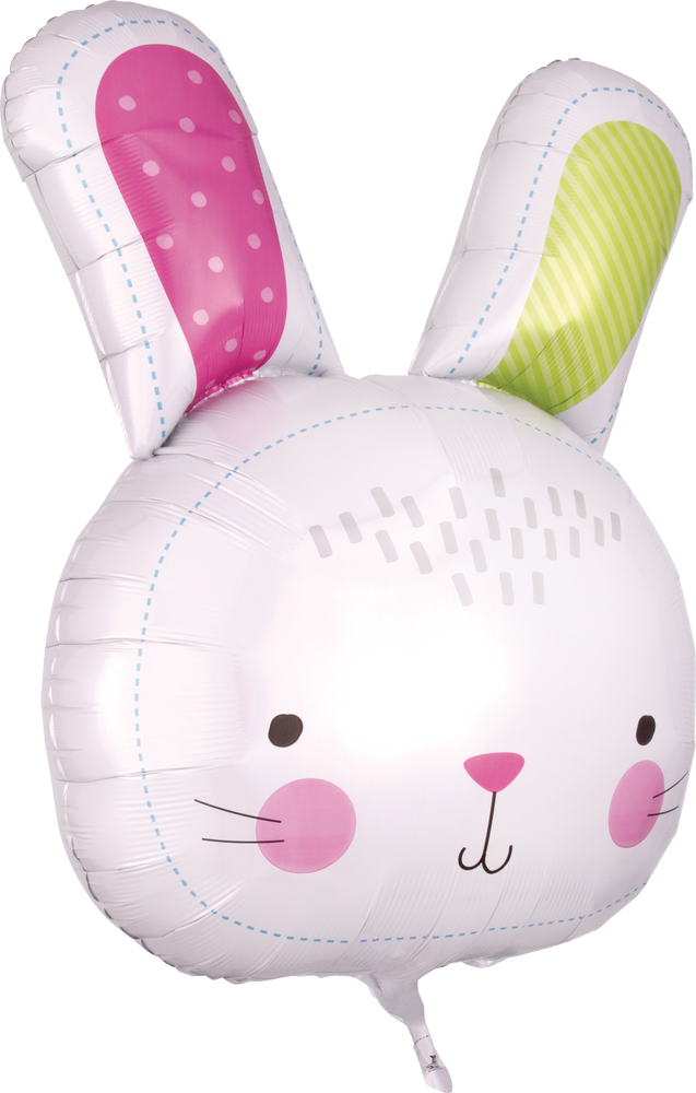 Easter Bunny Head Foil Balloon, Helium Inflation Included, 28-in ...