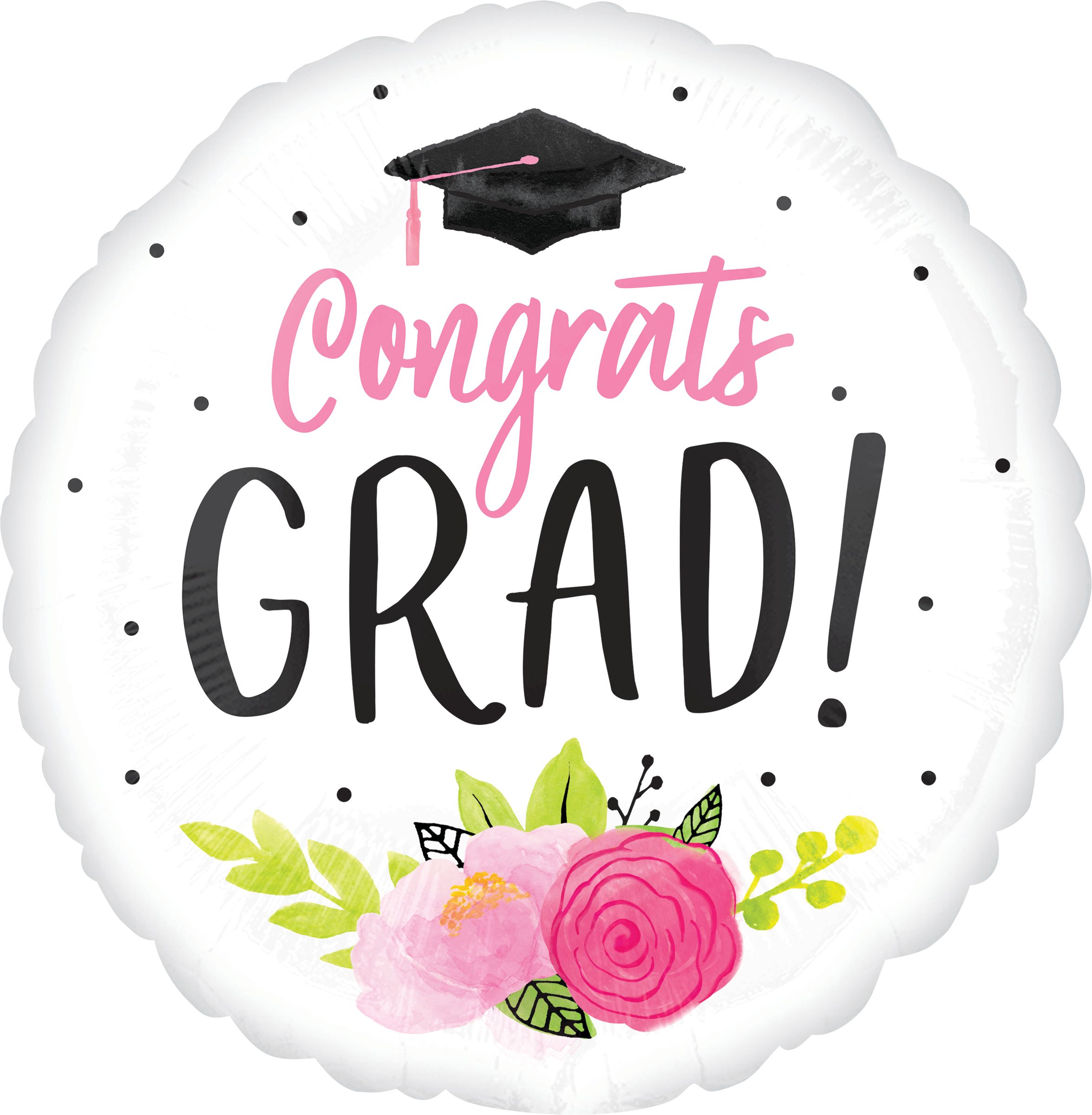 Giant Floral Congrats Grad Foil Balloon, Helium Inflation Included, 28 ...
