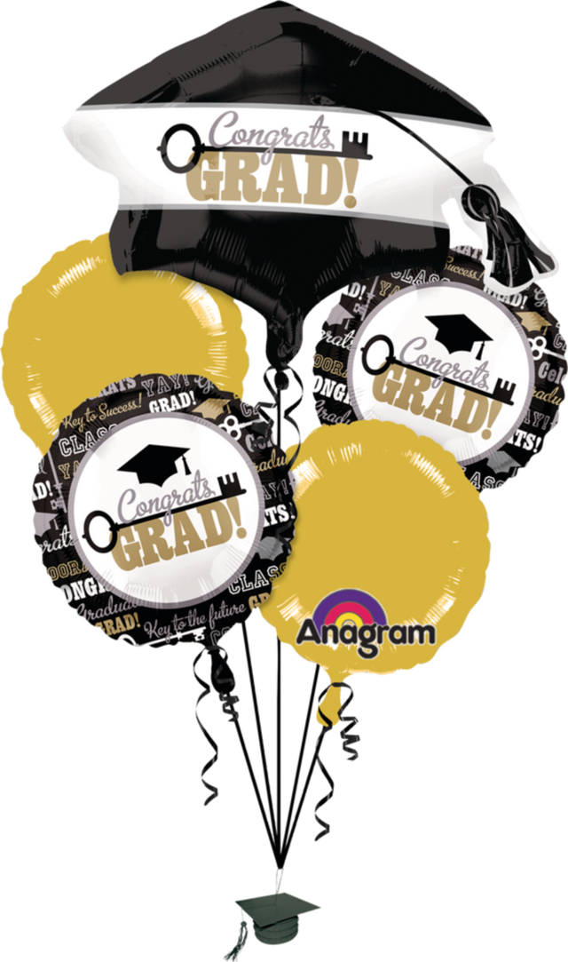 Graduation Key to Success Foil Balloon Bouquet, Helium Inflation ...