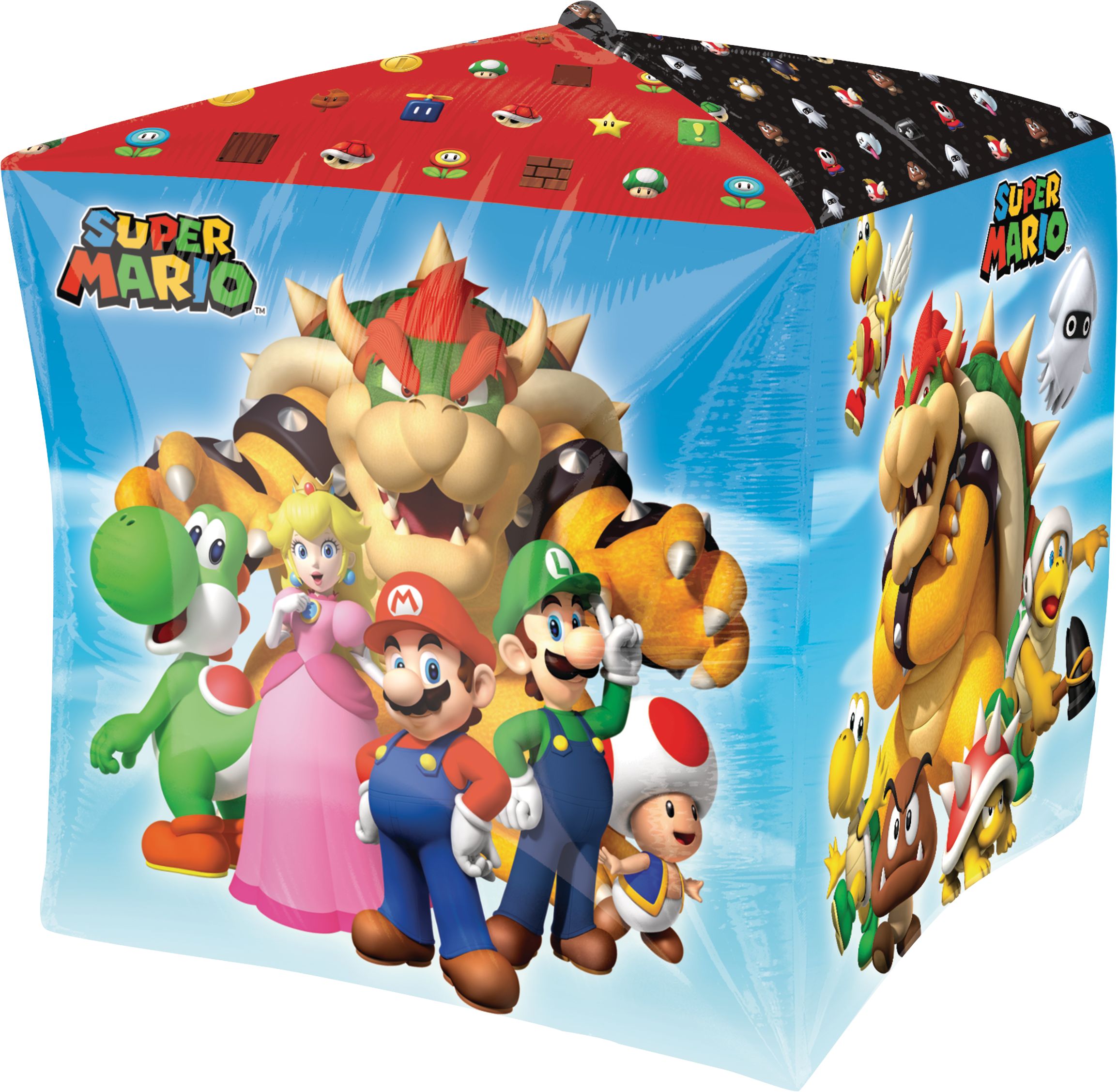 Nintendo Super Mario Bros Browser/Yoshi/Toad Cubez Satin Foil Balloon ...
