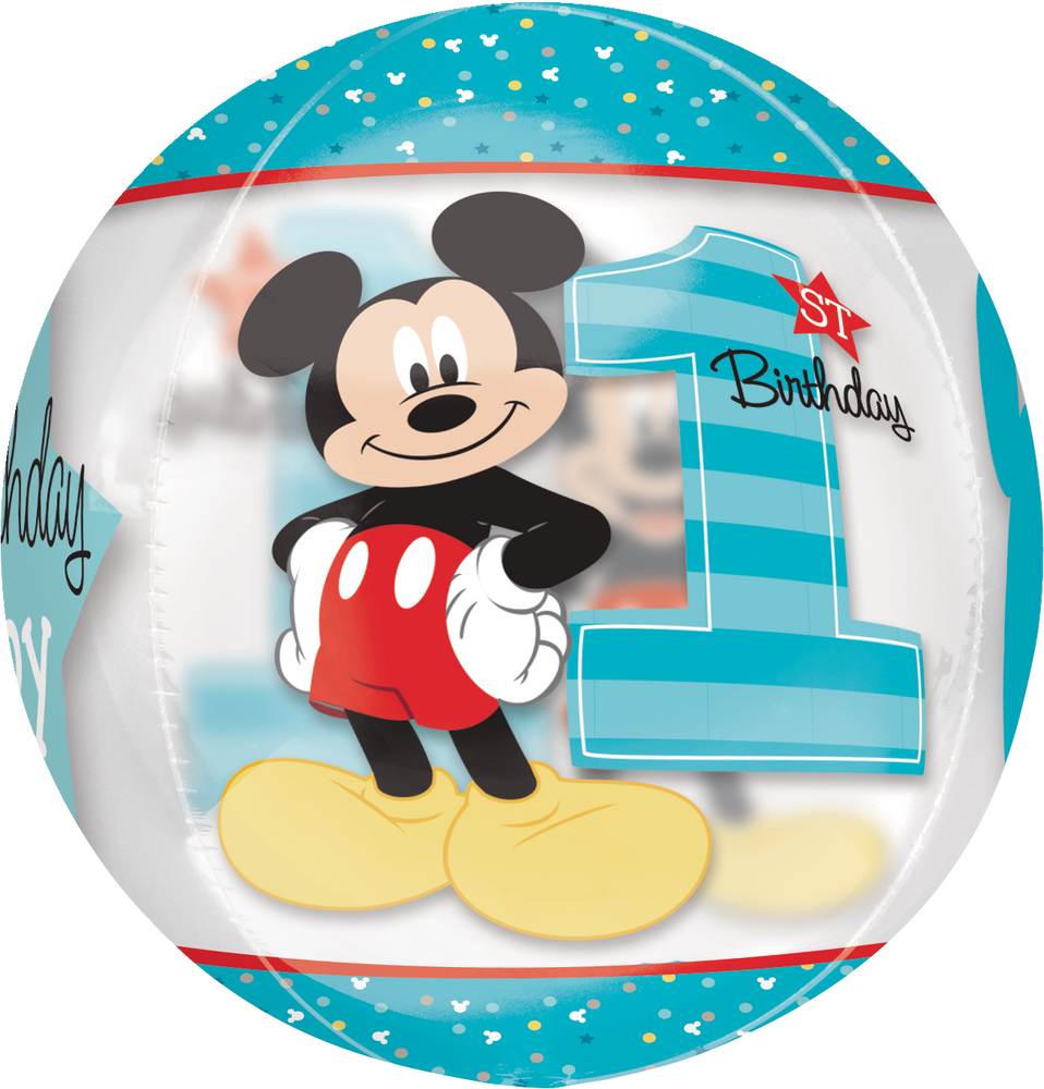 Ballon Mickey Mouse 1st Birthday See Thru Orbz Canadian Tire