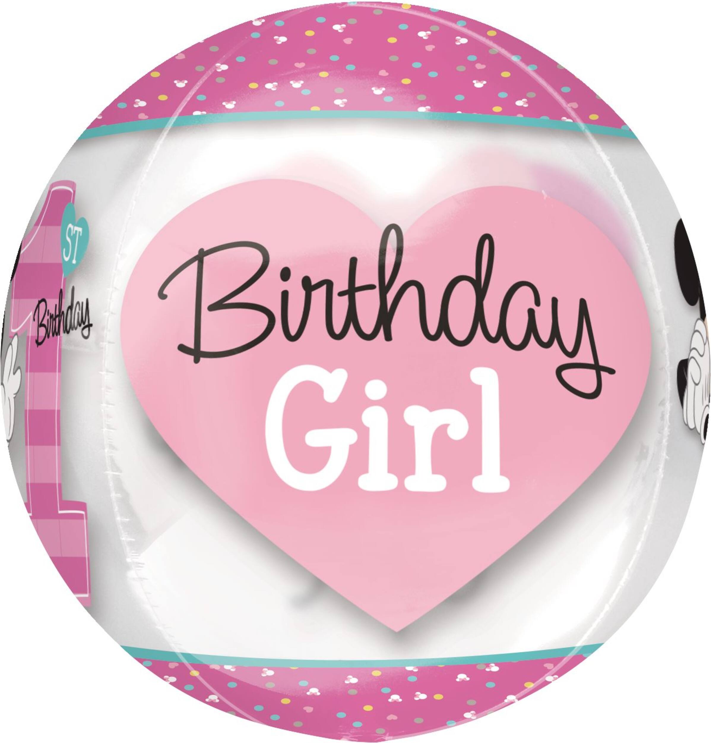 Ballon En Aluminium See Thru Orbz 1st Birthday Minnie Mouse Gonflage à