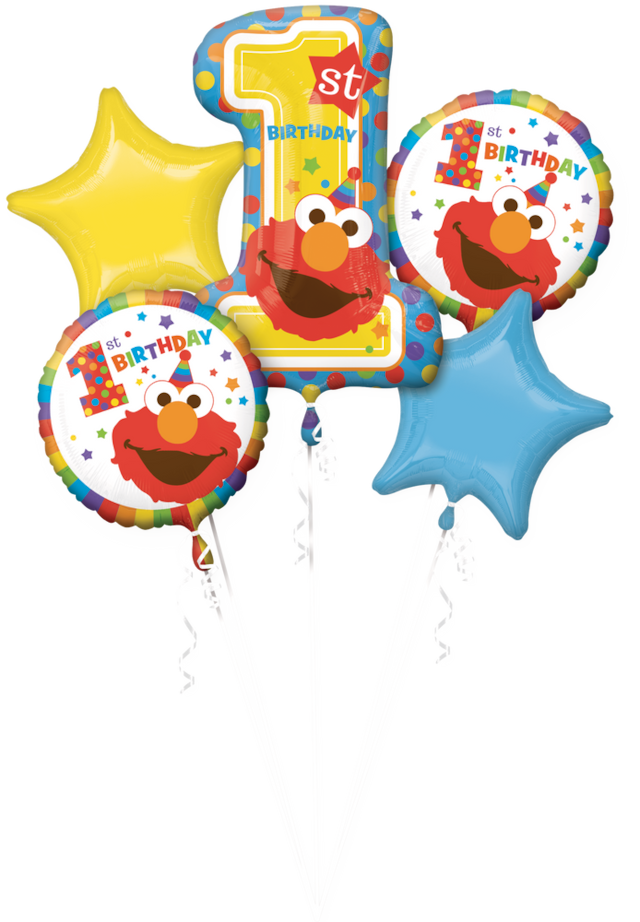Sesame Street Elmo 1st Birthday Foil Balloon Bouquet, Helium Inflation ...