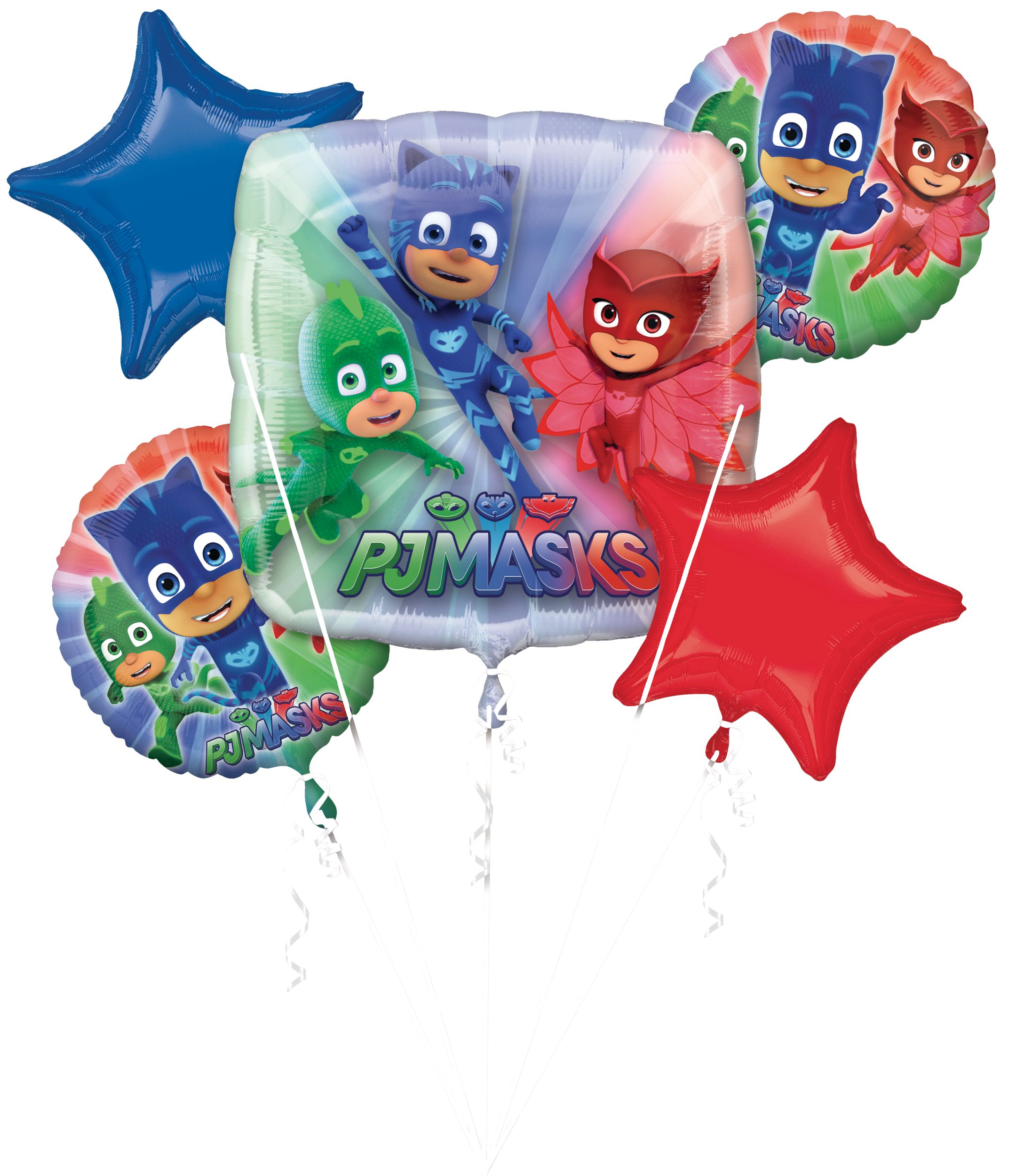 PJ Masks Catboy/Owletter Star/Square/Round Satin Foil Balloon Bouquet ...