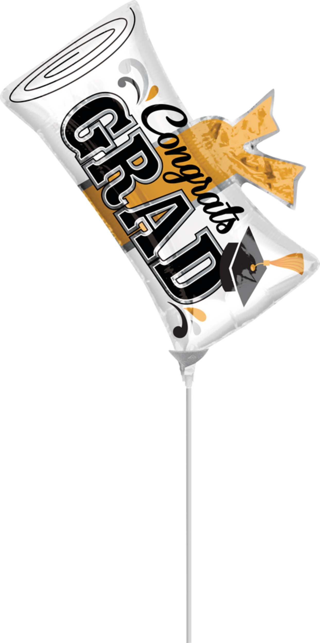 Air-Filled Mini Graduation Diploma Foil Balloon, Gold/Black/White ...