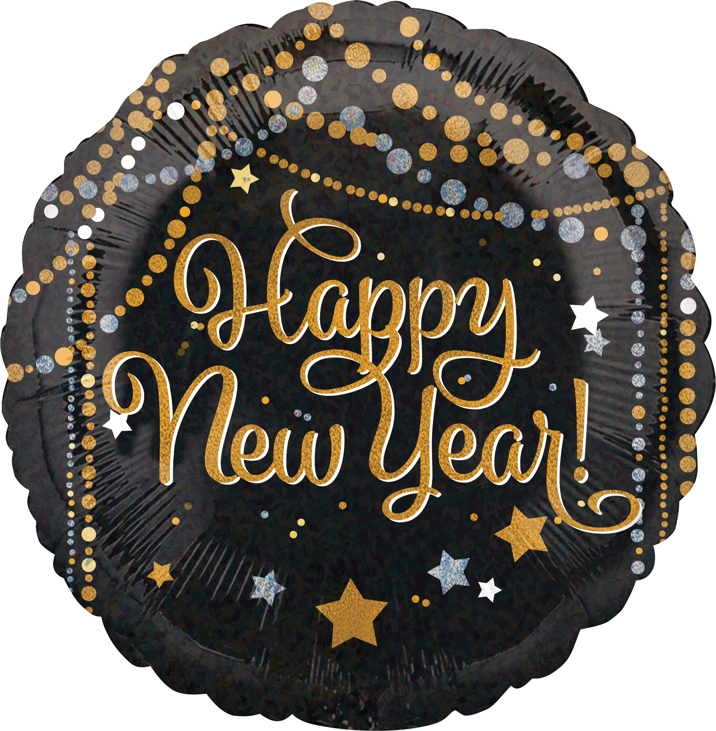 "Happy New Year" Round Satin Foil Balloon, Black, 18-in, Helium ...