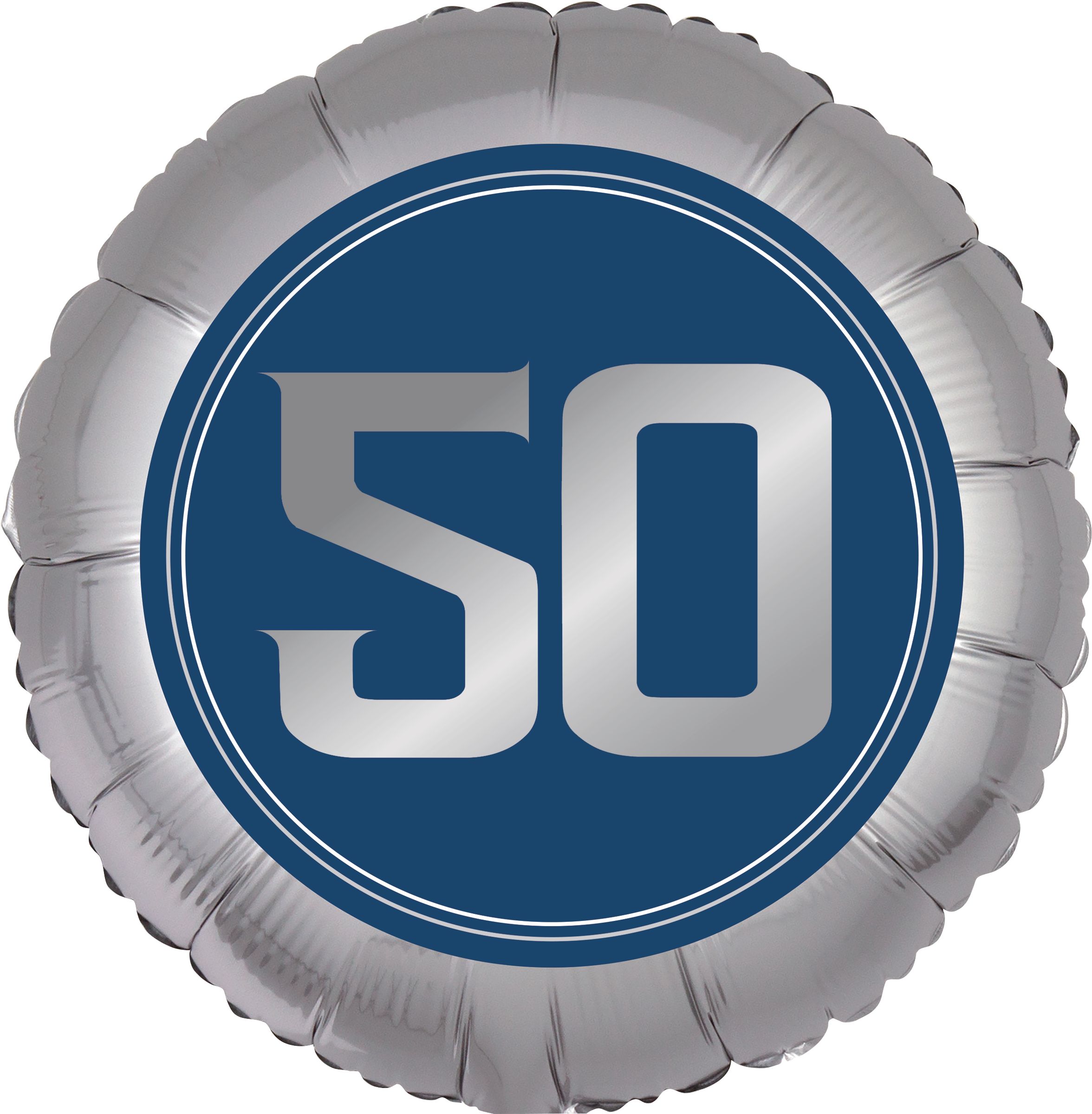Ballon en aluminium satiné rond anniversaire rétro 50, argent et bleu ...