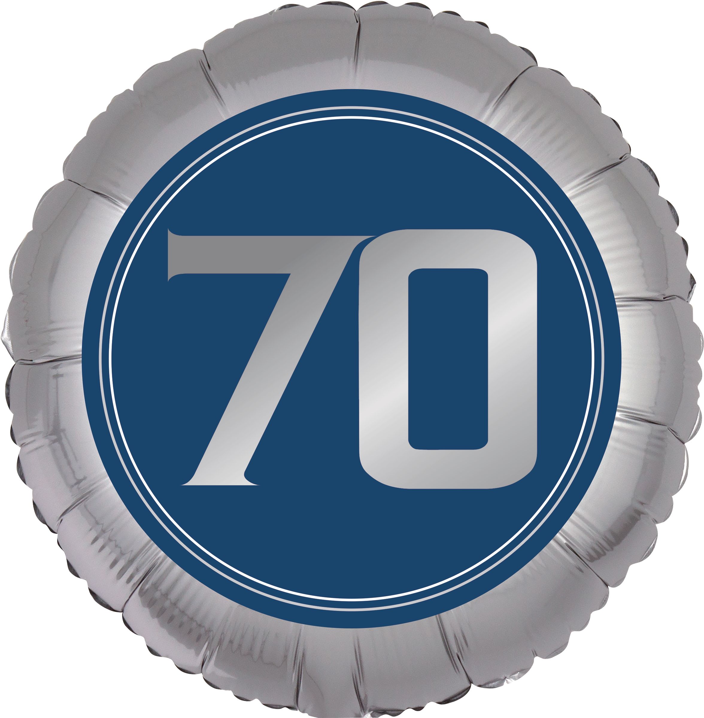 Vintage Birthday "70" Round Satin Foil Balloon, Silver/Blue, 18-in ...