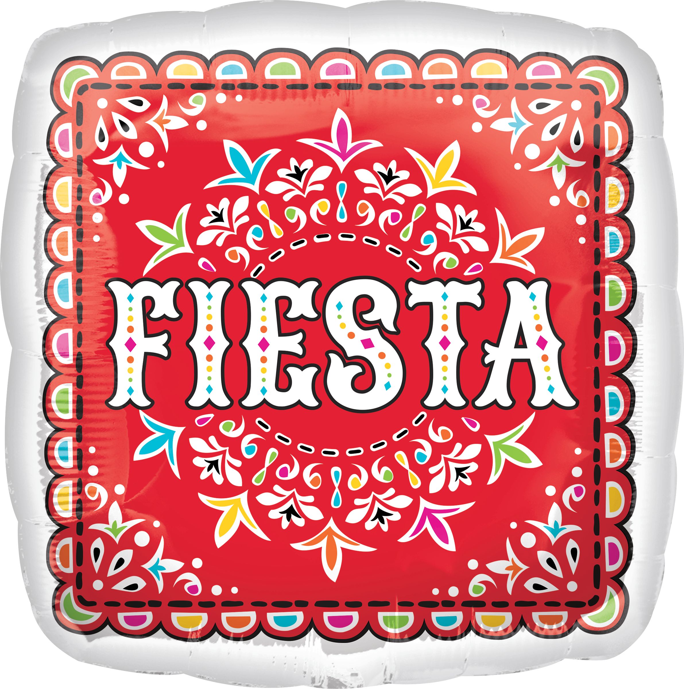 "Fiesta" Square Satin Foil Balloon, Red, Papel Picado, 17-in, Helium ...