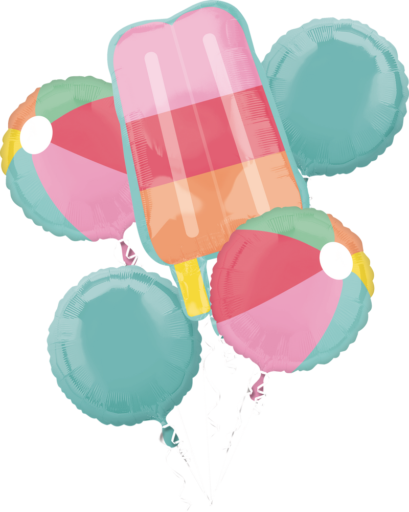 Just Chillin' Foil Balloon Bouquet features Popsicle/Beach Balls for ...